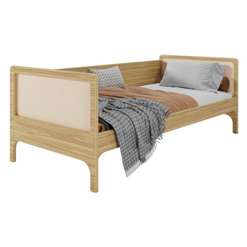 Sofá Cama Solteiro Brisa Carvalho Fosco com Colchão Supreme D20 - Reller Móveis - PRMoveis